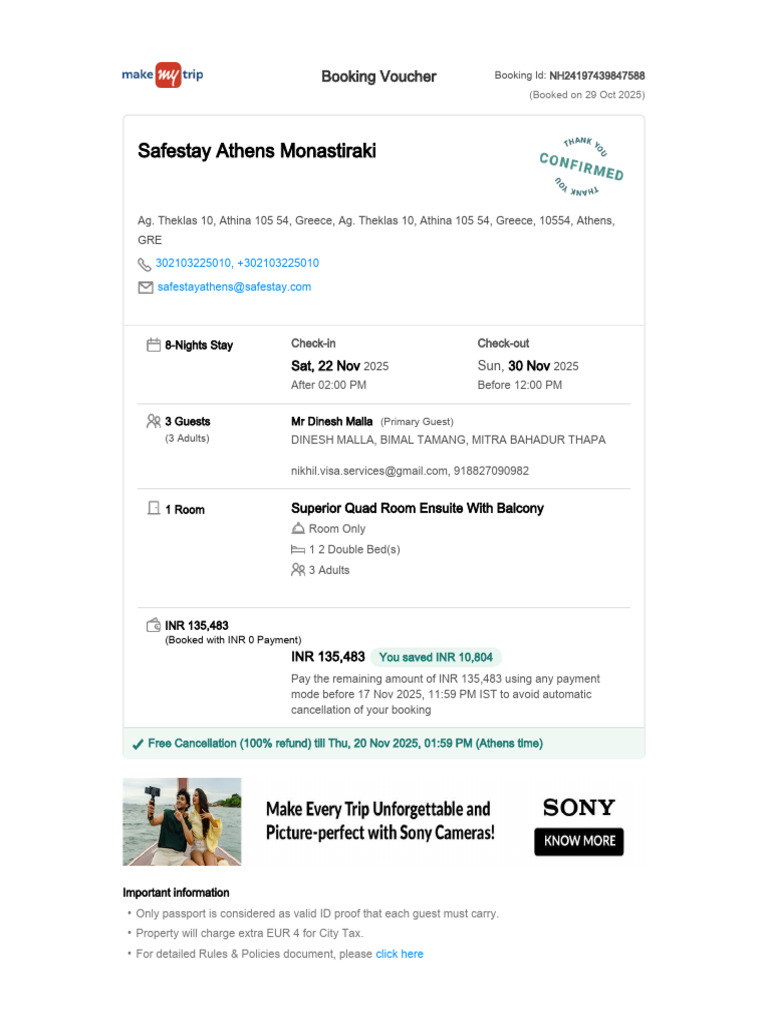 Booking Confirmation Voucher-7 | PDF