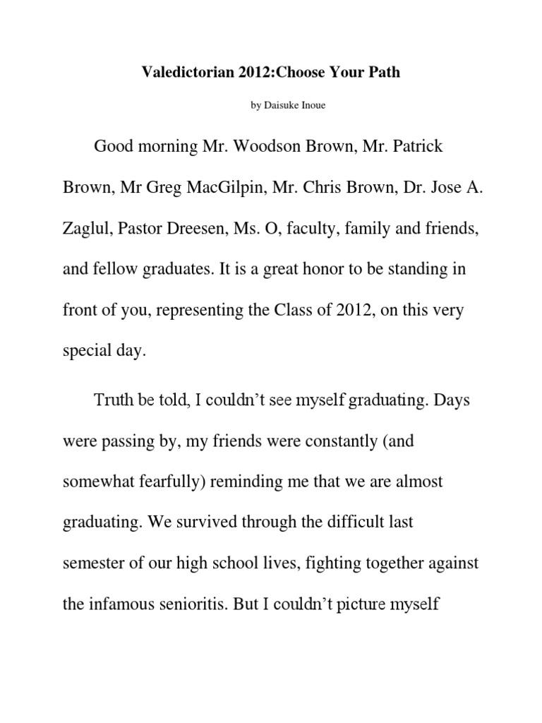 Valedictorian Speech | PDF | Leisure