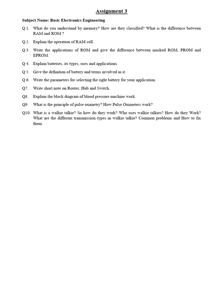 Basic Electonics Assignment 3,4 & 5 | PDF | Frequency Modulation ...