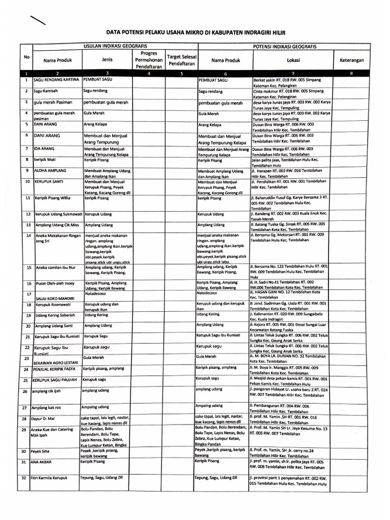 Data Potensi Pelaku Ukm | PDF