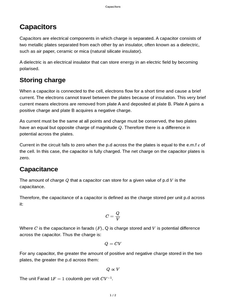Understanding Capacitors and Capacitance | PDF