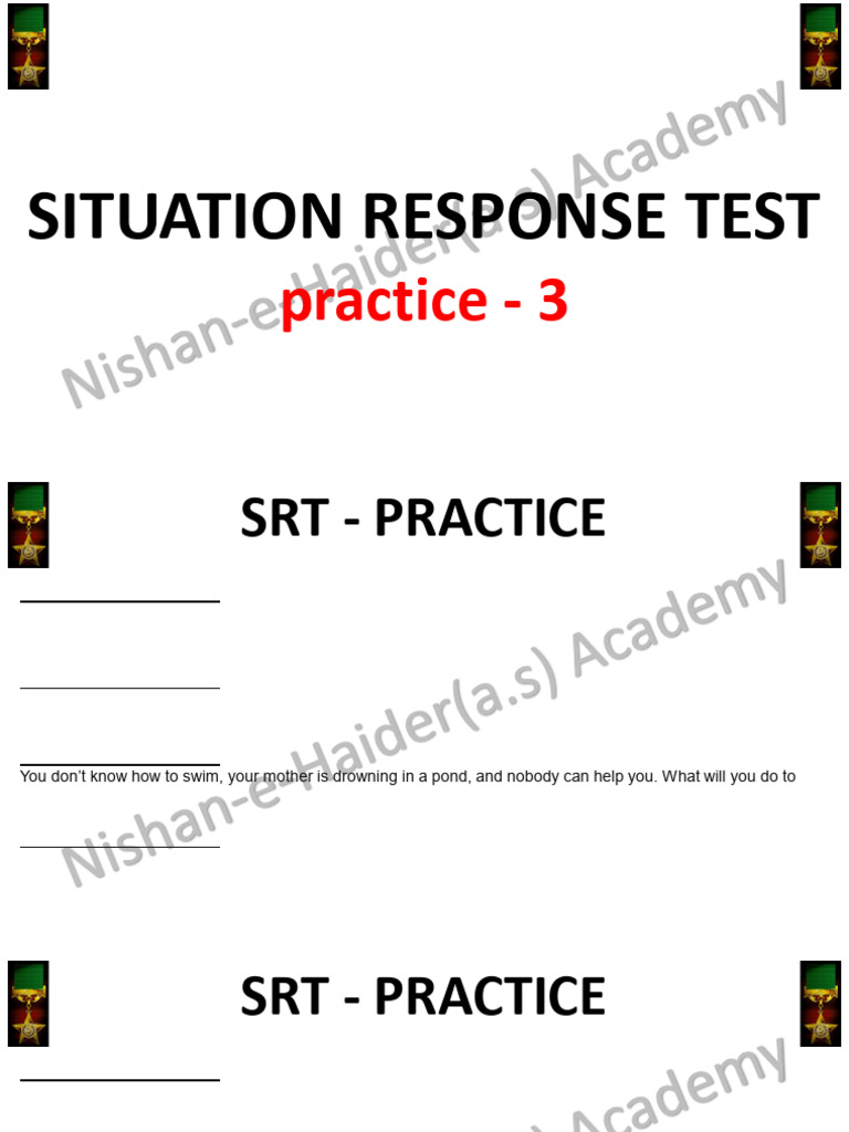 Situation Reaction Test Scenarios | PDF