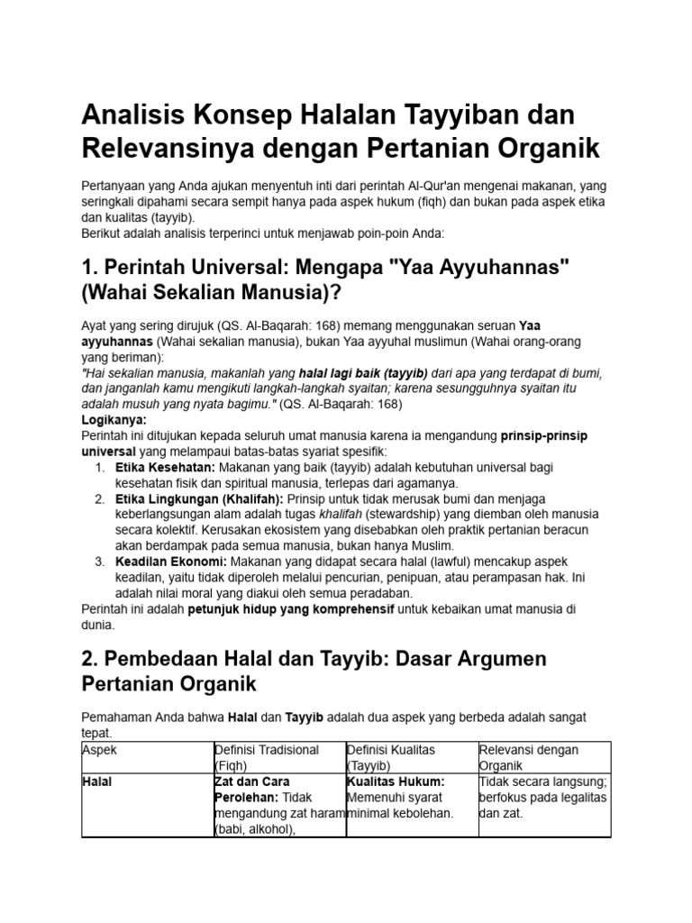 Analisis Konsep Halalan Tayyiban Dan Relevansinya ... | PDF