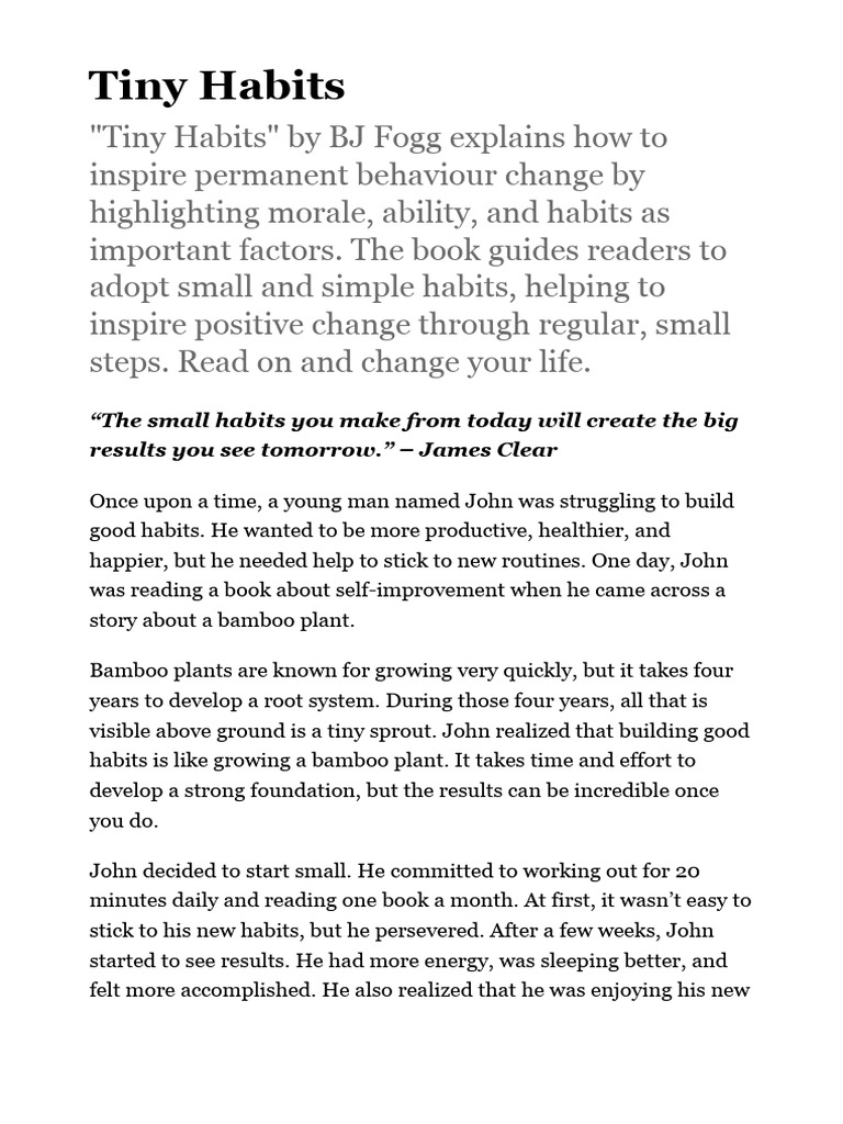 Master Tiny Habits for Lasting Change | PDF | Habits | Behavior