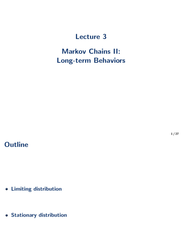 Lec3 Markov Chains (II) | PDF | Markov Chain | Mathematical Relations