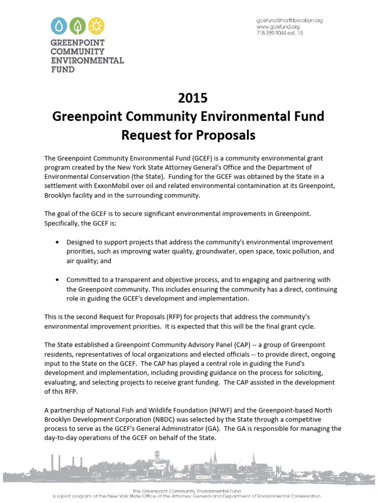 2015 GCEF Request For Proposal 1 | PDF | Parks | Infrastructure