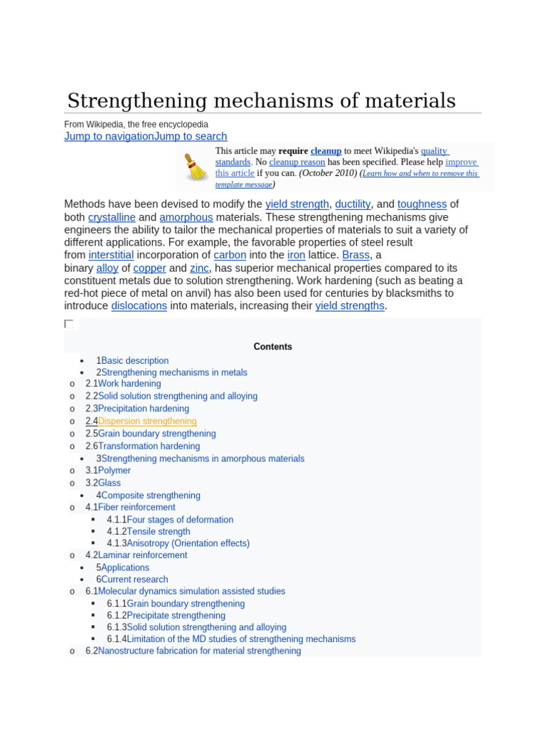 Mechanisms for Strengthening Materials | PDF | Dislocation ...