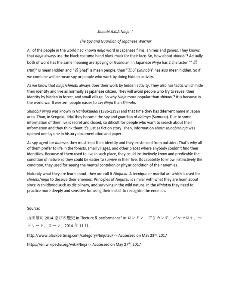 Shinobi A.K.A Ninja-A73ca93a5e | PDF | Ninja | Feudal Japan