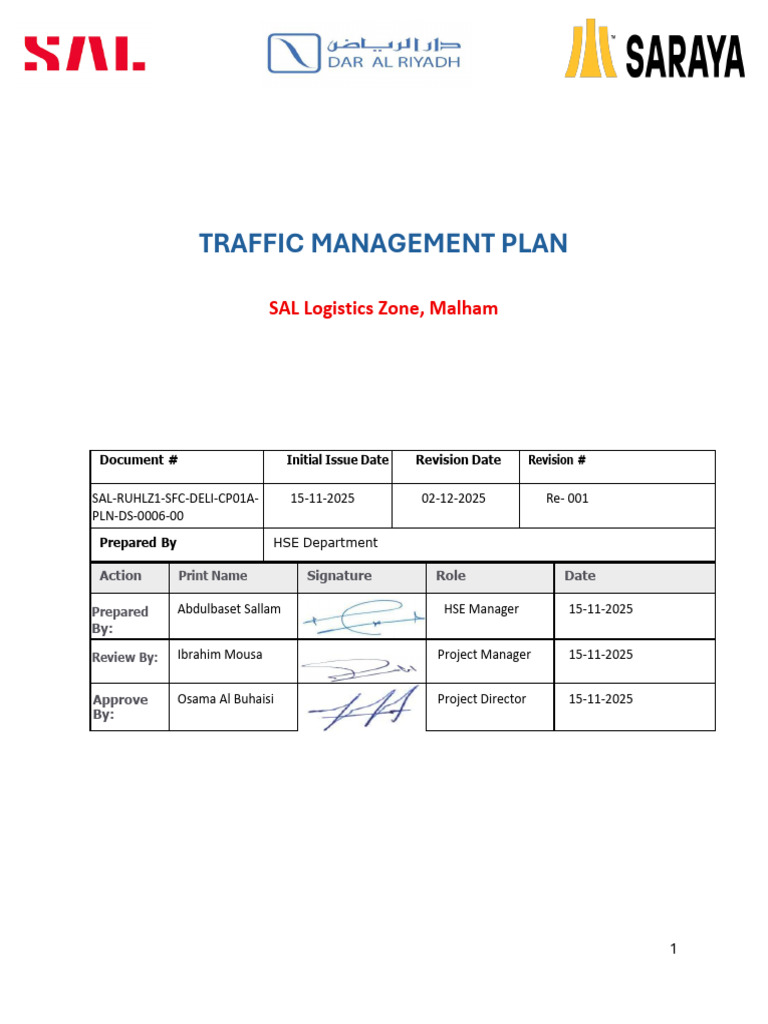 Traffic Management Plan for SAL Logistics | PDF | Traffic ...