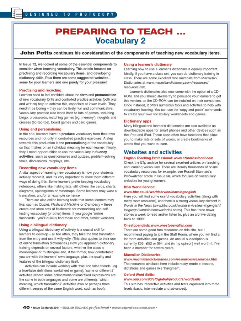 Effective Vocabulary Teaching Strategies | PDF | Vocabulary ...