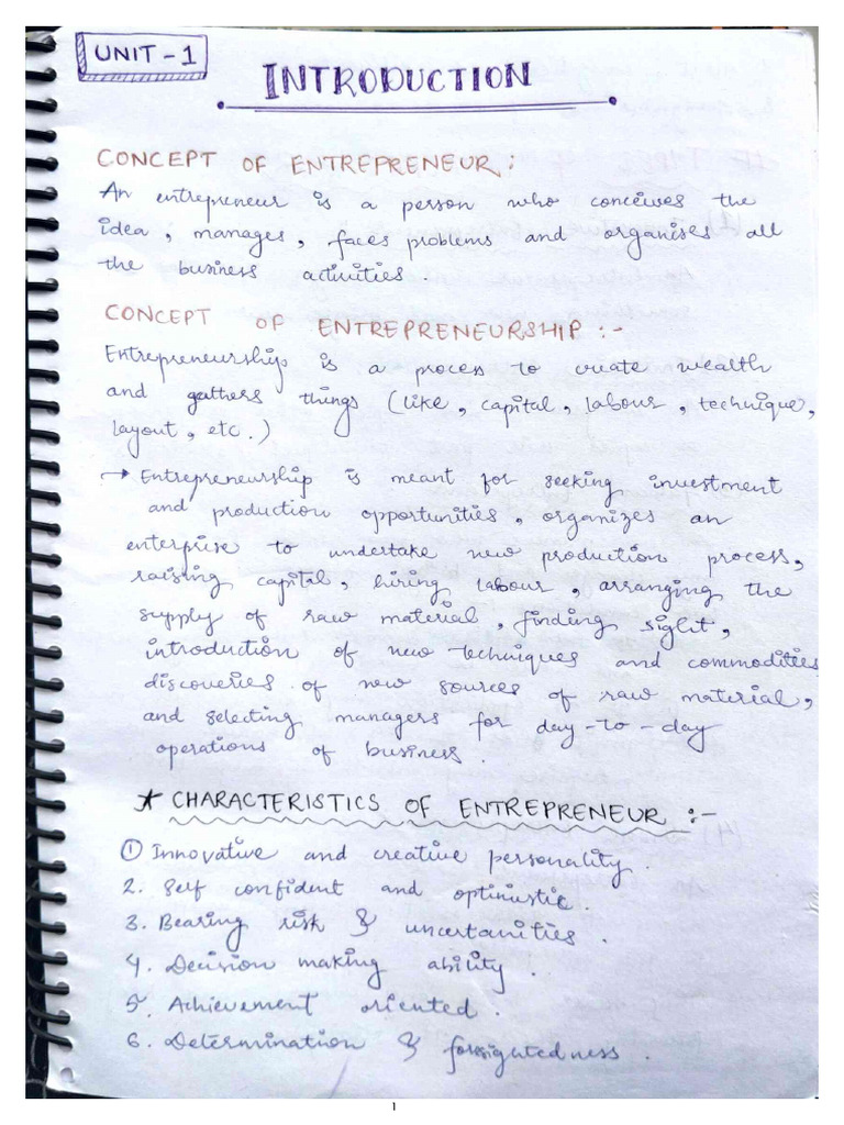 Entrepreneurship Full Notes | PDF