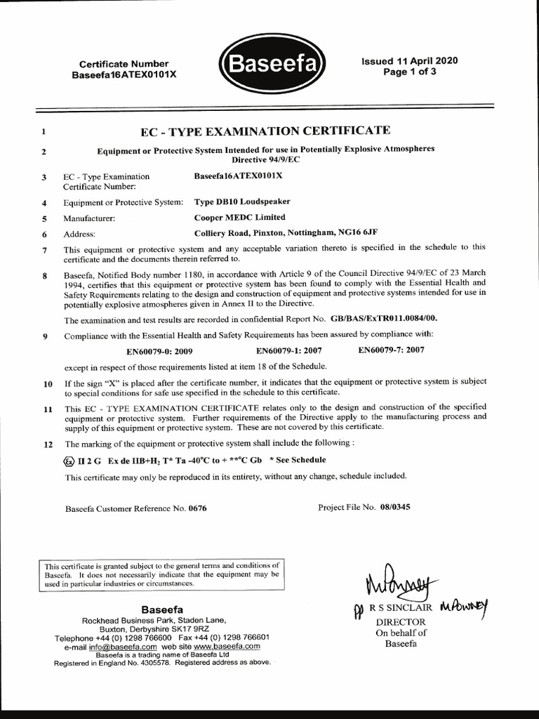 Certificat ATEX | PDF