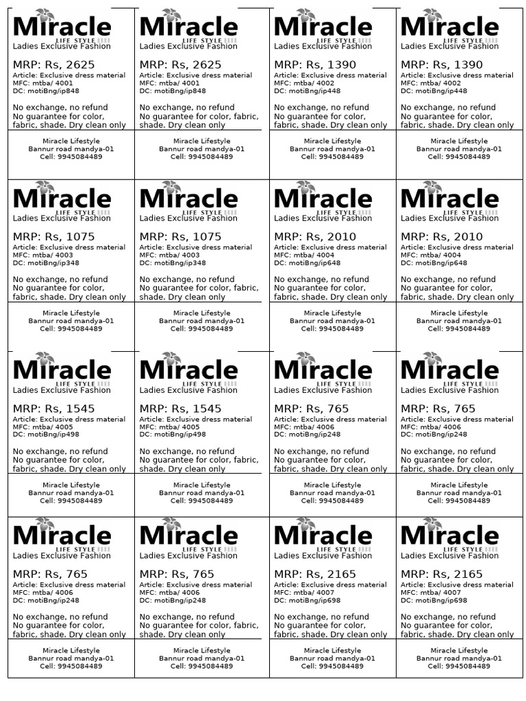 Miracle Lifestyle Moti 401 | PDF | Clothing | Fashion
