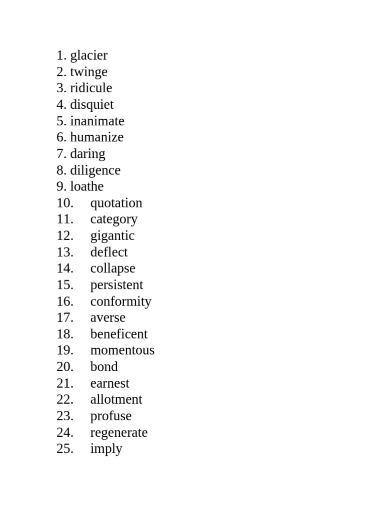 Vocabulary List for Advanced Learners | PDF