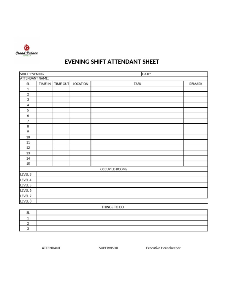 Evening Shift Worksheet | PDF