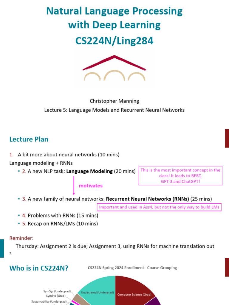 cs224n spr2024 Lecture05 RNNLM | PDF | Machine Learning | Computational ...