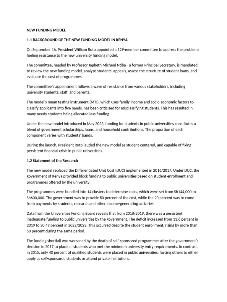 Edu300 Research Topic Ass - Effects of New Funding Model ' | PDF ...