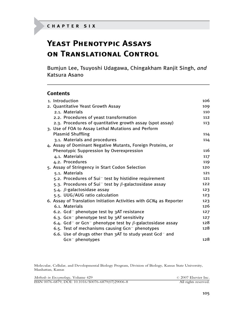 Phenotypic Assays Methods Enzmology 2007 | PDF | Translation (Biology ...