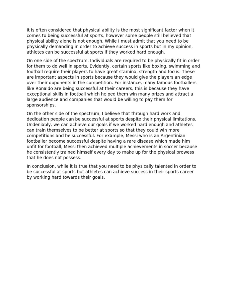 It Is Often Considered That Physical Ability Is The Most Significant ...