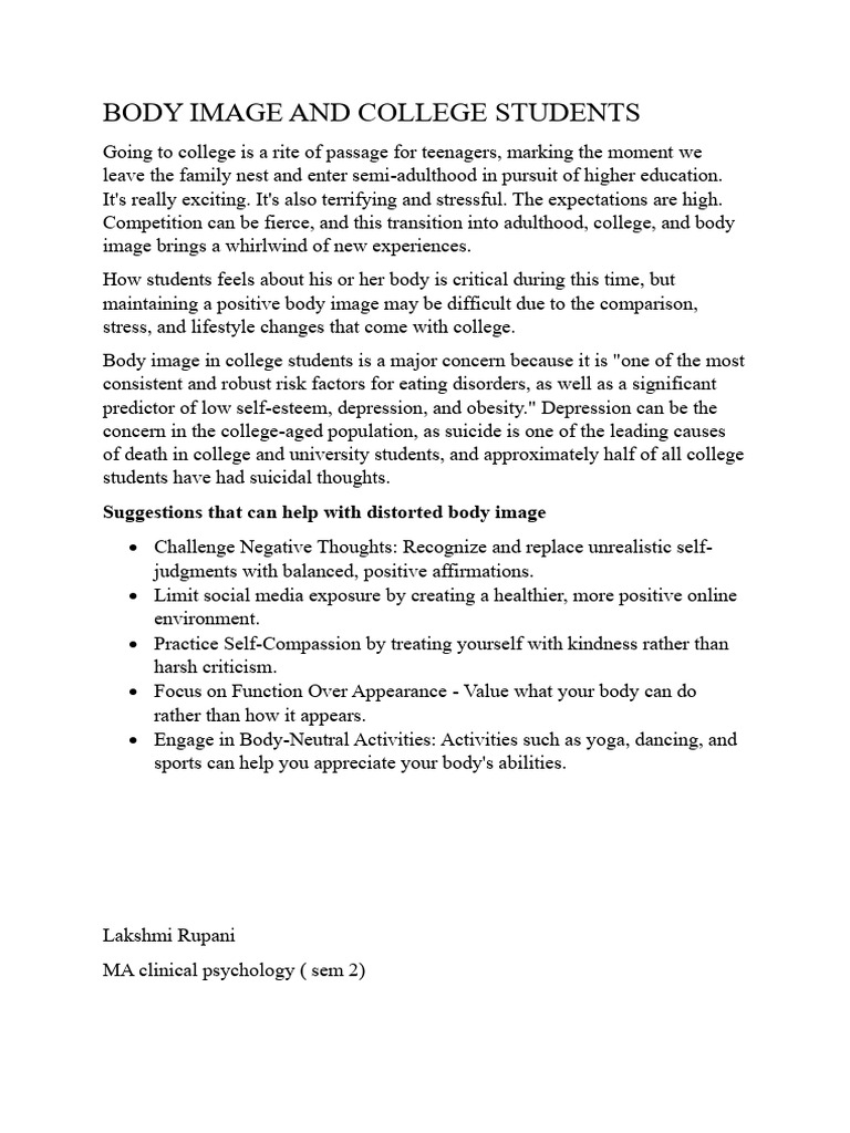 Body Image and College Students | PDF