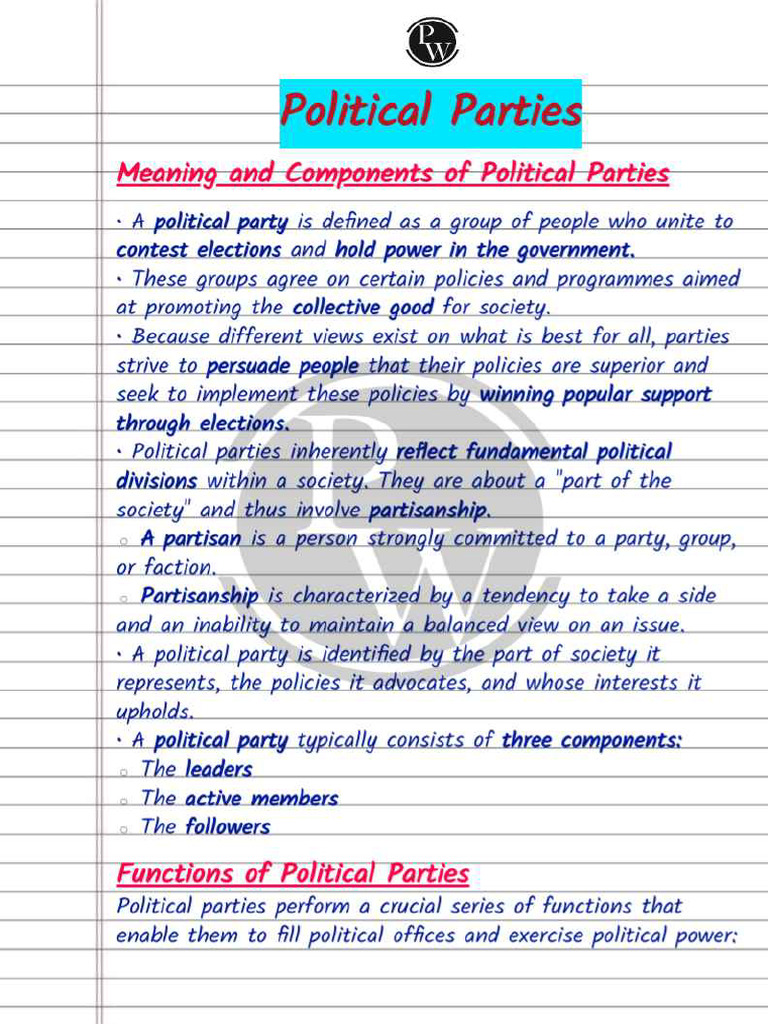 691f15fb3f1b5d92f85b1c1c - ## - Political Parties - Handwritten Notes | PDF