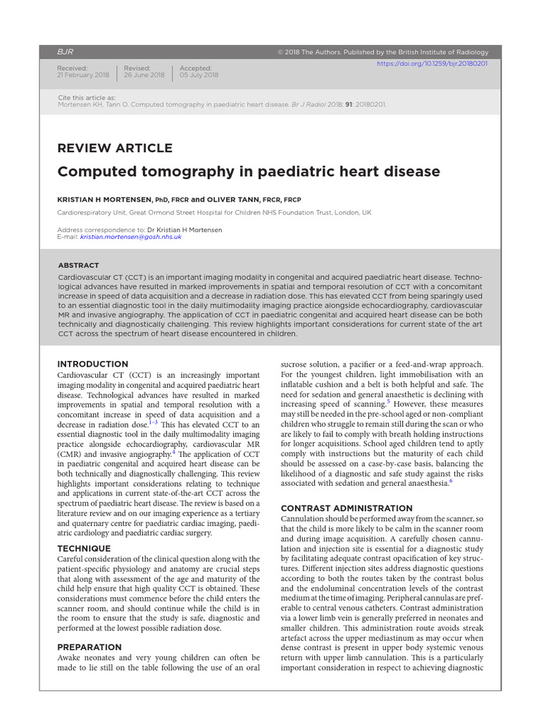 Pediatric Heart Disease CT Techniques | PDF | Atrium (Heart) | Coronary ...