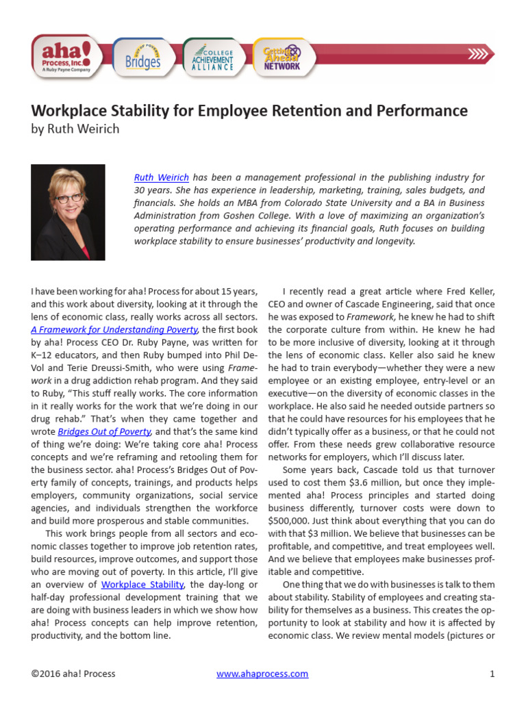 Workplace Stability for Retention Success | PDF | Employee Retention ...