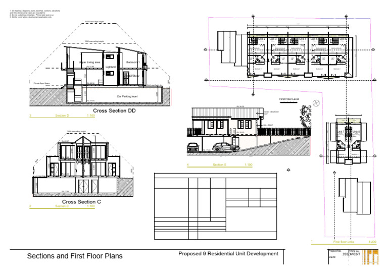 DWG 03 - Sections and First Floor Plans | PDF