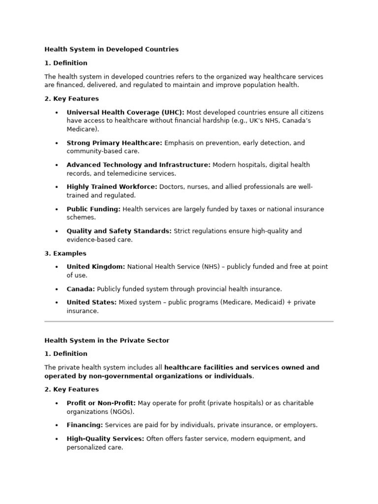 Health Systems in Developed Countries | PDF | Economies | Health Sciences