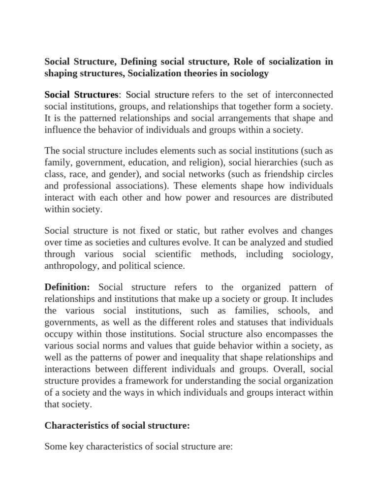 Lecture 5 Societal Structures | PDF | Socialization | Mind