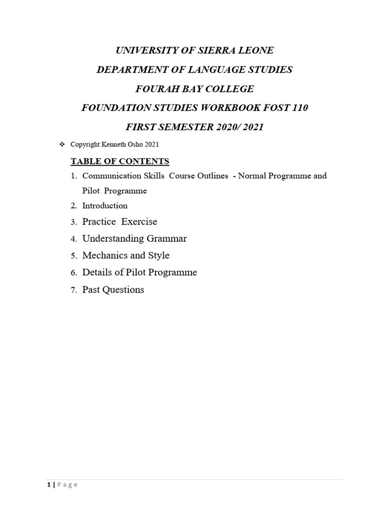 Foundation Studies Workbook Fost 110 2020 To 2021 | PDF | Clause | Part ...