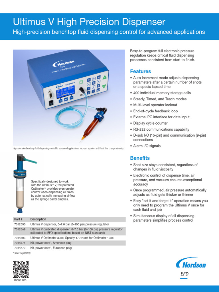 Nordson EFD Ultimus V Data Sheet | PDF | Electrical Engineering ...