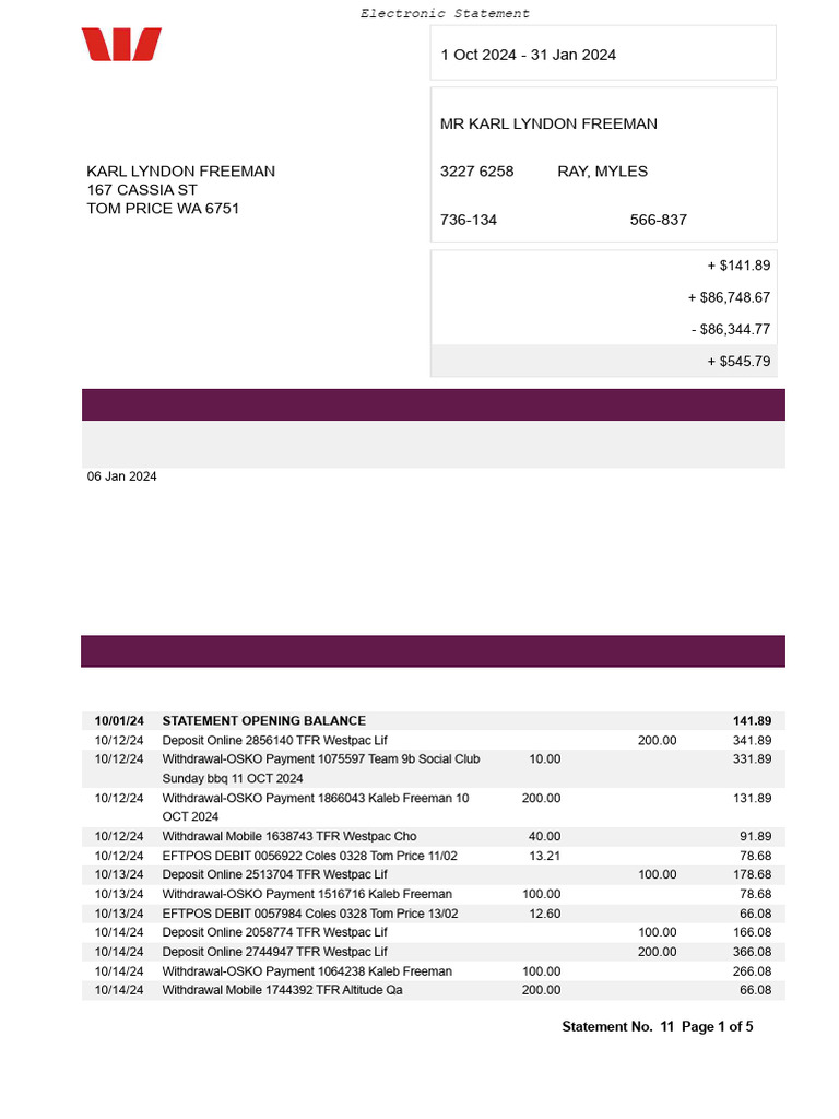 Westpac 01 2025 | PDF | Debit Card | Payments