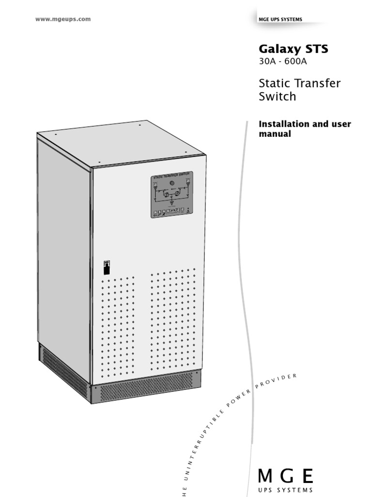 MGE GALAXY STS - Installation & User Manual | PDF | Power Supply | Switch