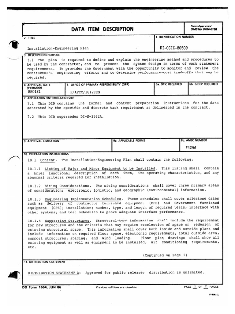 DI-QCIC-80509 Installation Engineering Plan | PDF