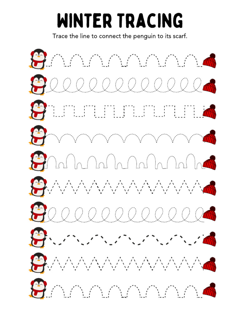 Winter Tracing Penguins | PDF