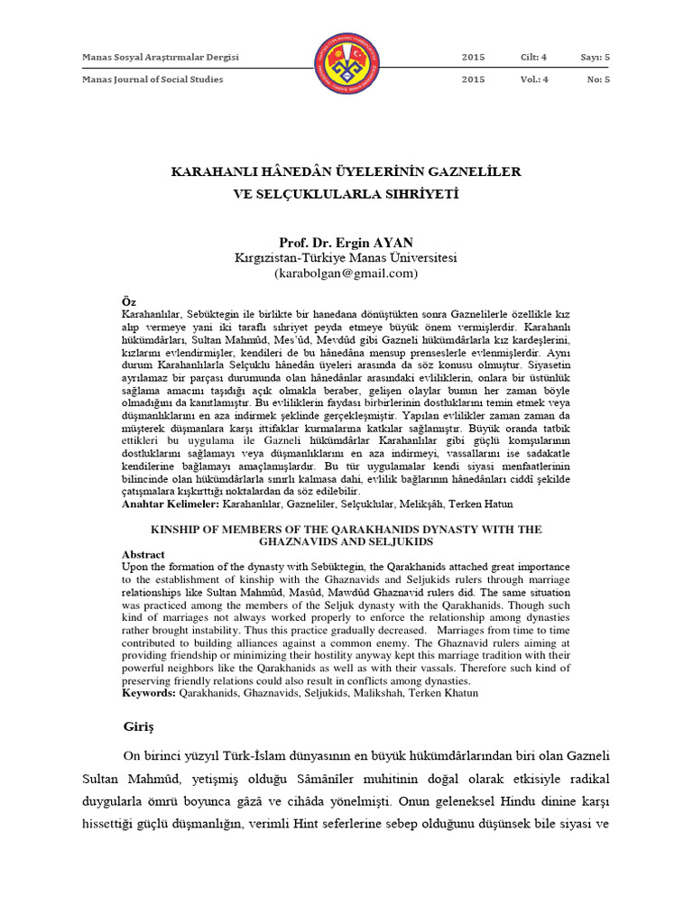 Karahanli Hanedan Uyelerinin Gazneliler | PDF