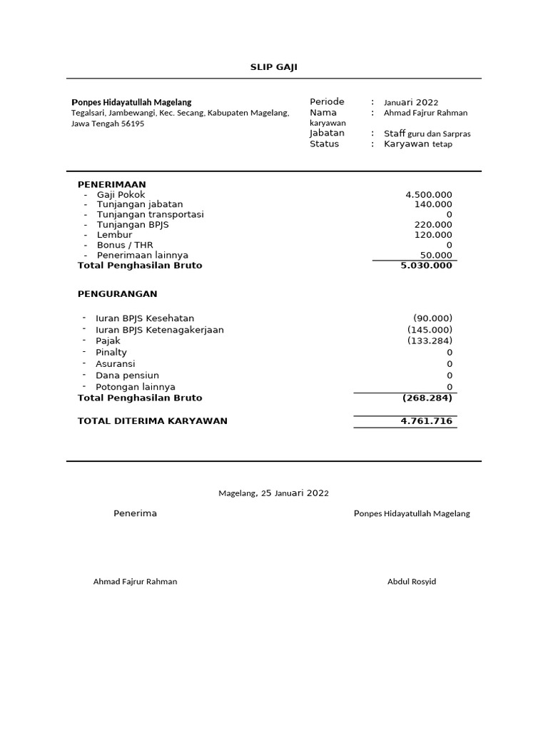 Bahan Membuat Slip Gaji | PDF