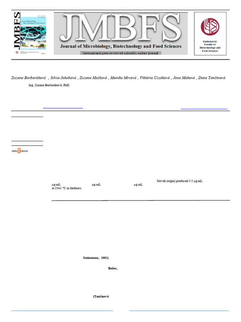 Mycotoxin-Producing Fungi in Slovak Fruits | PDF | Mycotoxin | Aspergillus