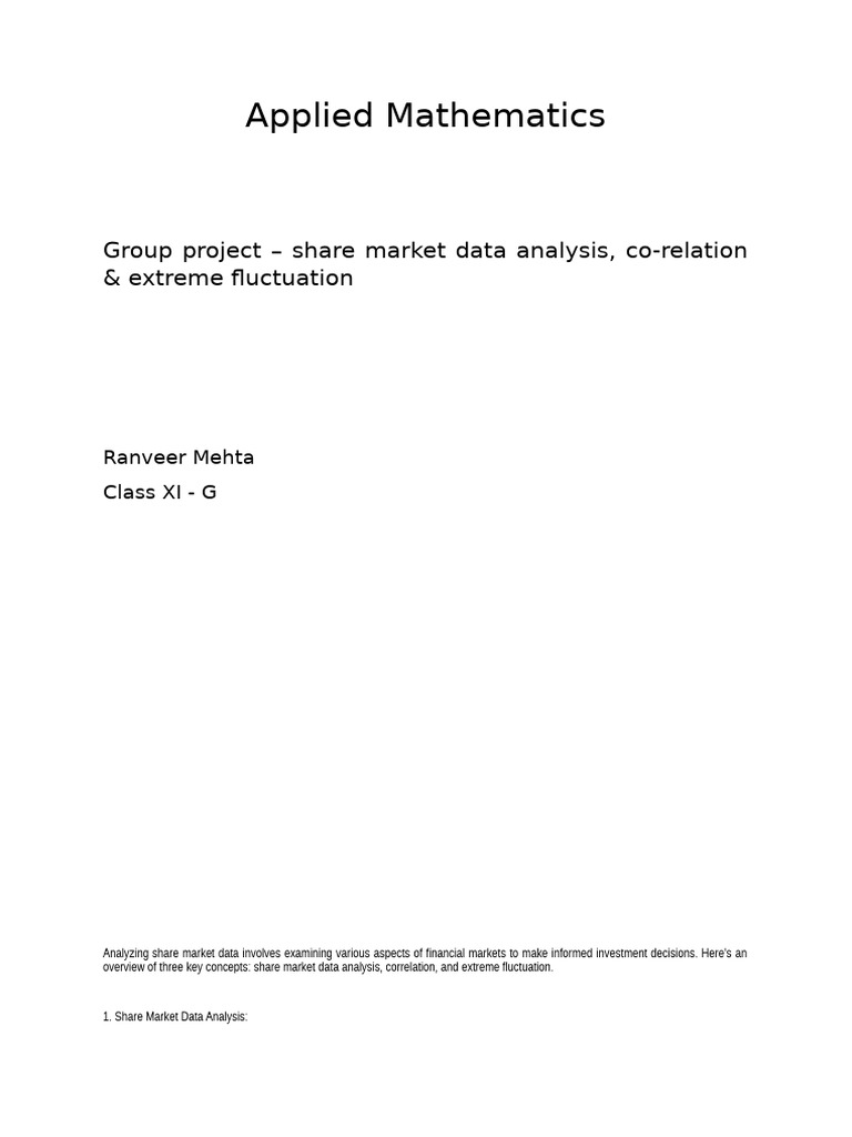 Applied Mathematics Project | PDF | Technical Analysis | Data Analysis