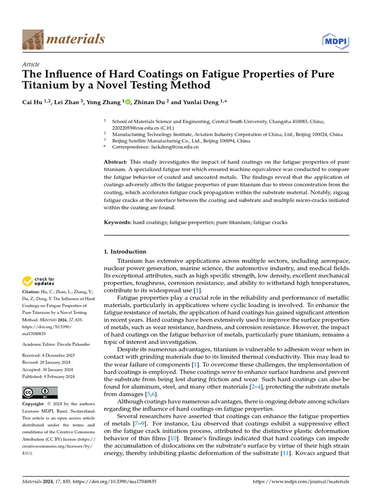 Coating Fatigue Ti Alloy | PDF | Fracture | Fatigue (Material)