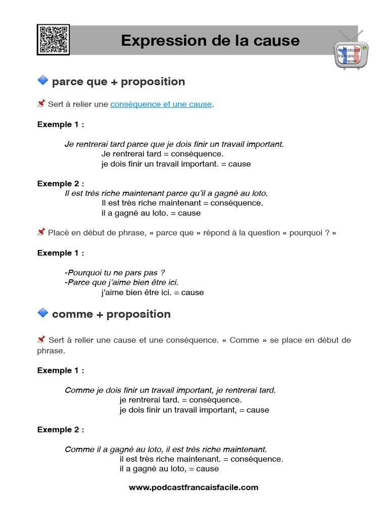 Expressions de cause en français | PDF | Échecs | Théorie (échecs)