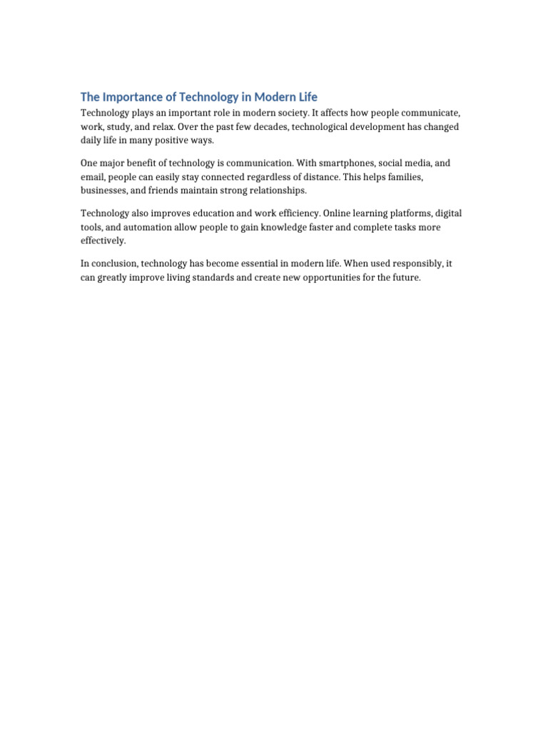 The Role of Technology in Modern Life | PDF