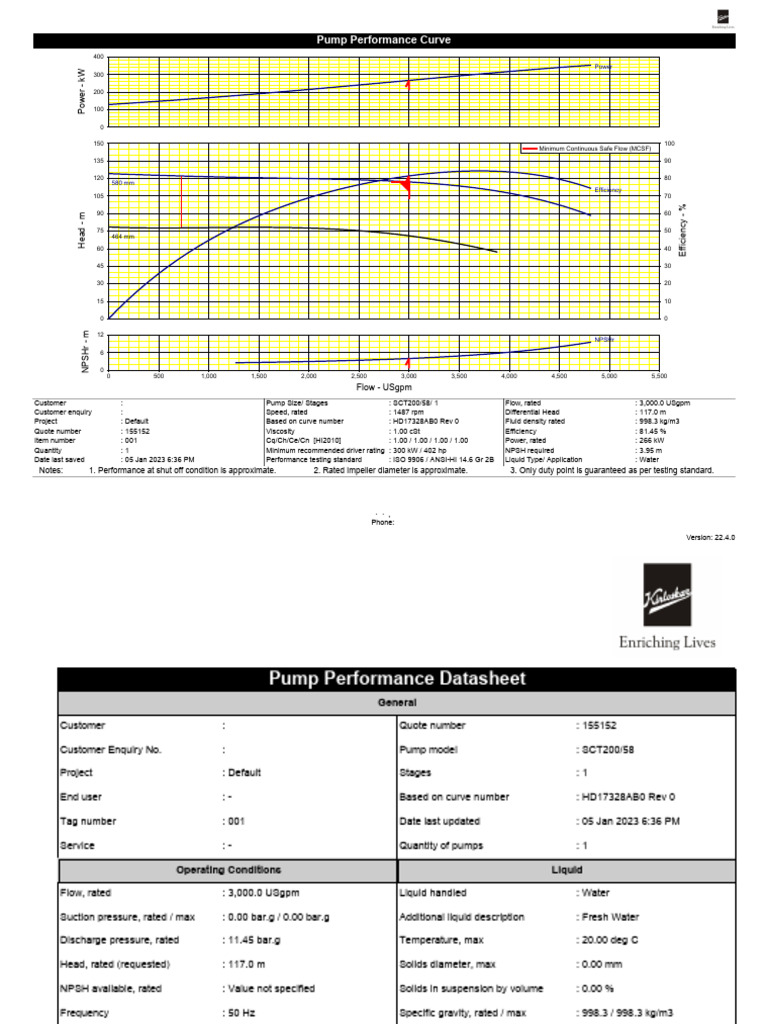Pump Performance Data Summary | PDF | Pump | Continuum Mechanics