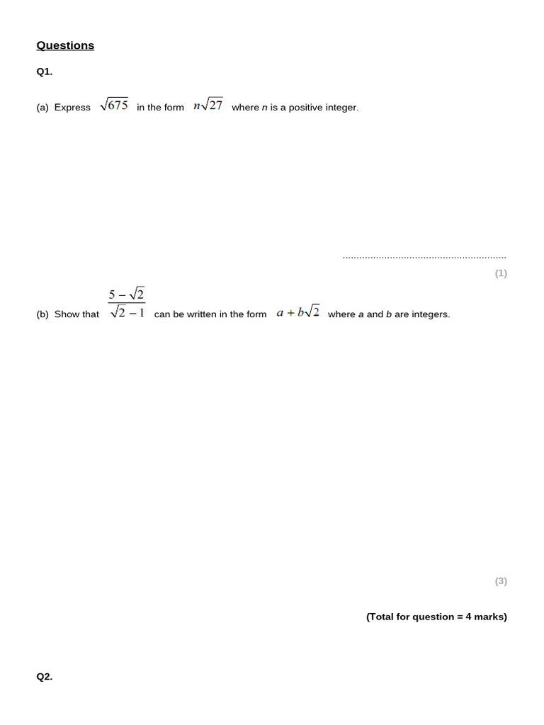 2. Surds 1 Revision | PDF