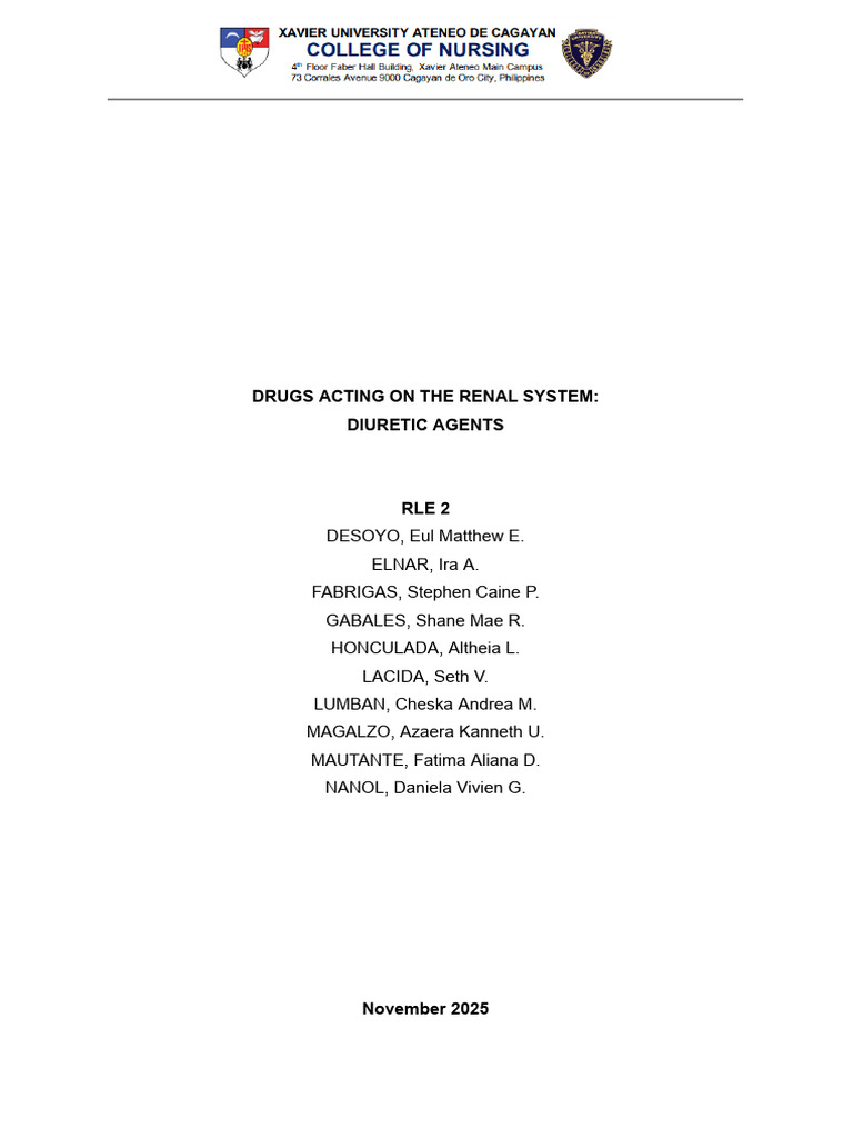 Diuretic Agents in Renal Pharmacotherapy | PDF | Medical Specialties