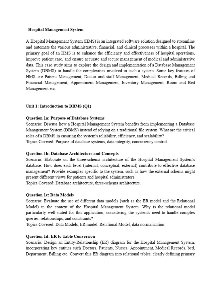 6 - Hospital Management System | PDF | Databases | Relational Model