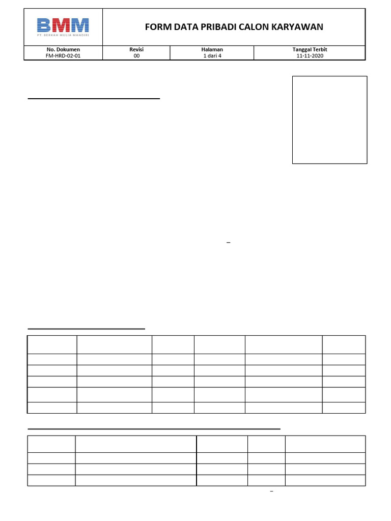 Formulir Data Pribadi Karyawan Yogi | PDF