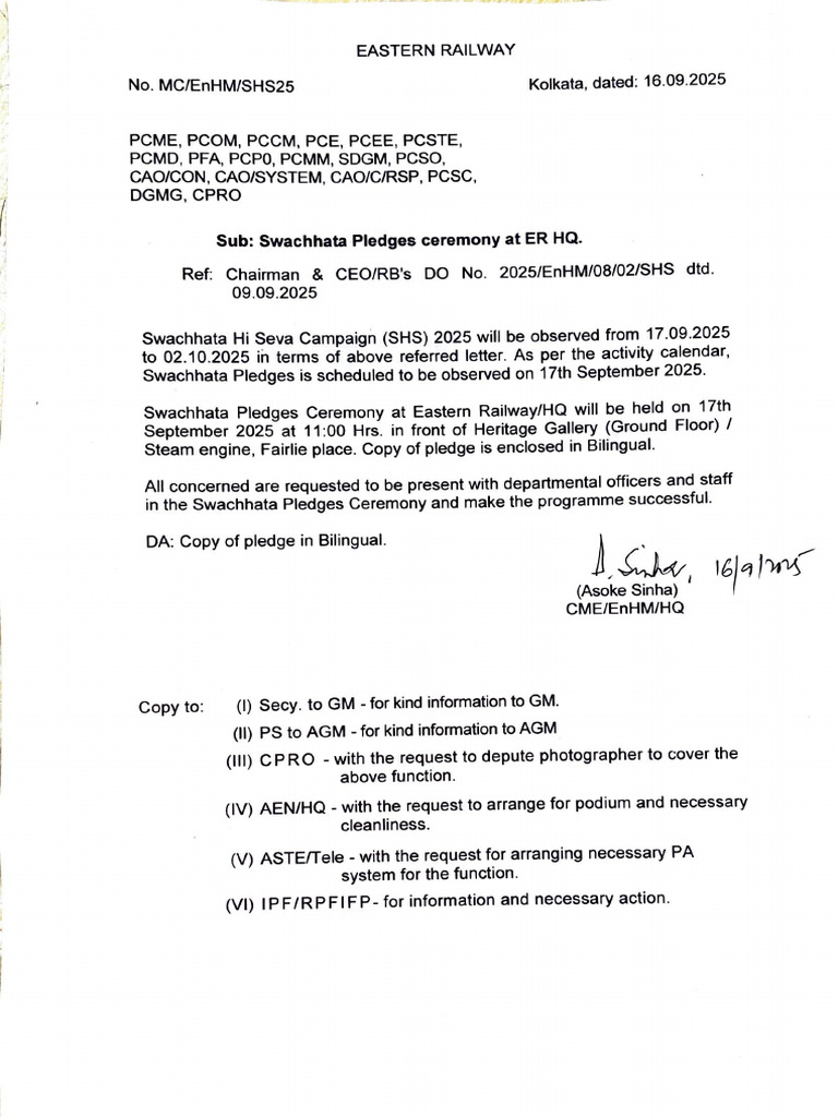 Swchhata Pledge 25 Letter | PDF