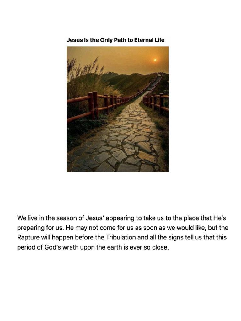 Jesus is the Only Path to Eternal Life — Jonathan Brentner | PDF ...